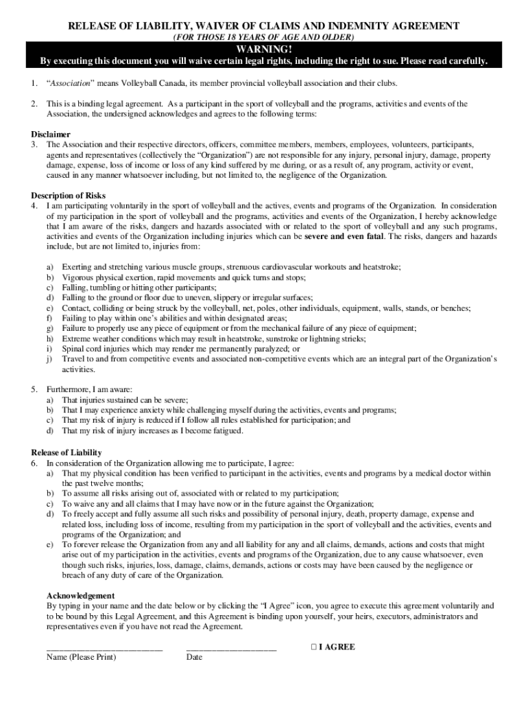 Fillable Online gymnastics canada release of liability, waiver of claims and ... Fax Email Print ...