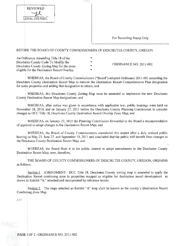 Fillable Online For Recording Stamp Only BEFORE THE BOARD OF COUNTY ...