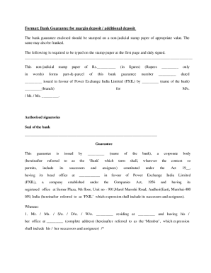 Fillable Online Format: Bank Guarantee for margin deposit / additional ...