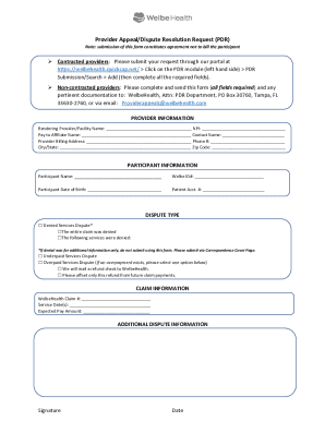 Fillable Online Blank provider dispute form: Fill out & sign online ...