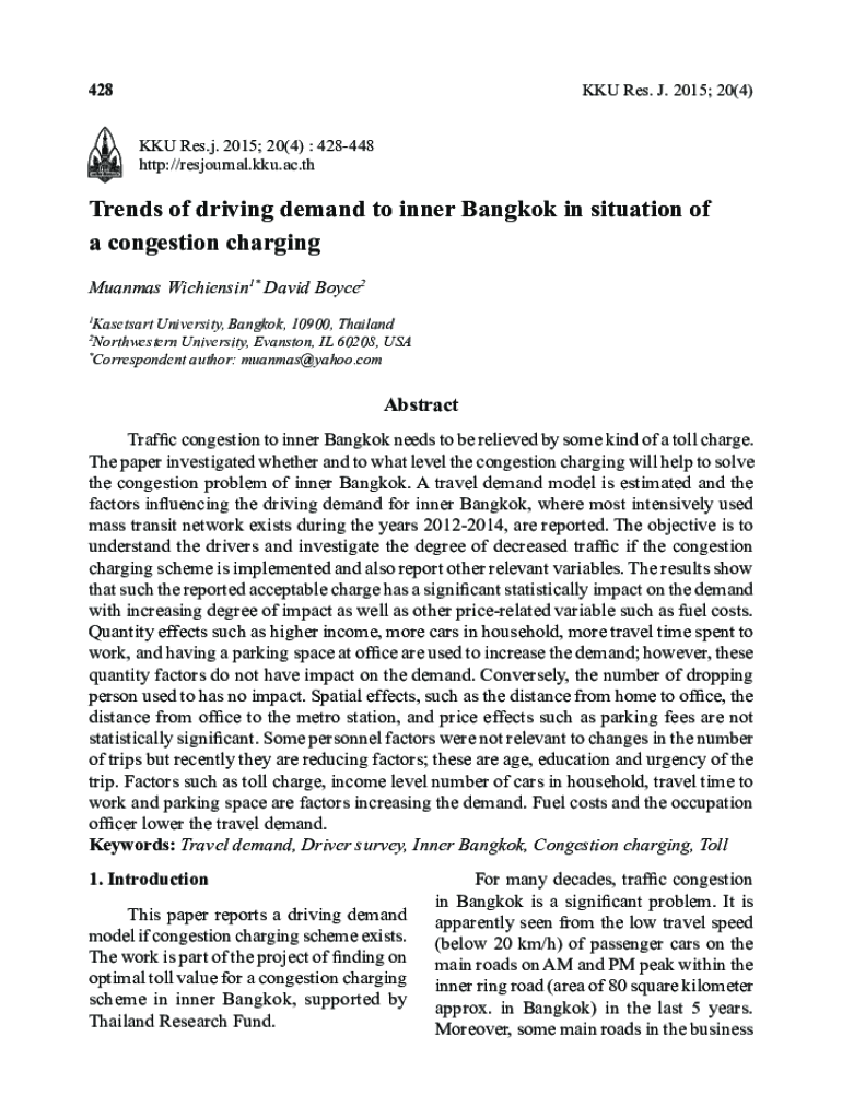 Fillable Online Trends of driving demand to inner Bangkok in ... - Thaijo Fax Email Print ...