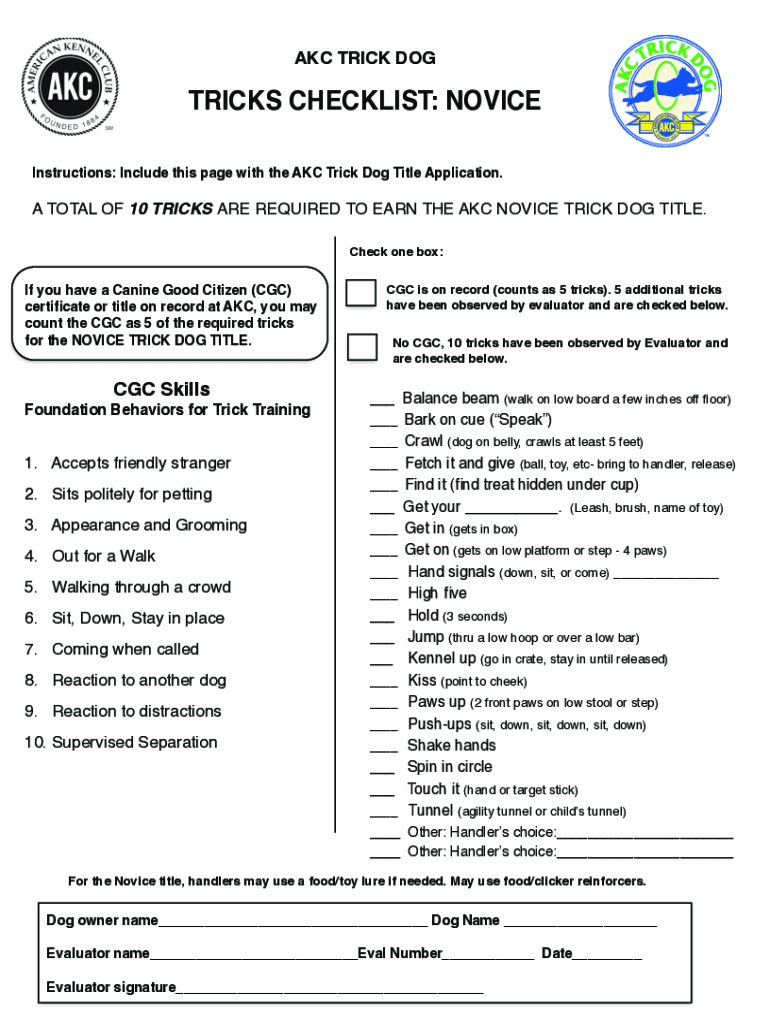 Fillable Online How to Get Trick Dog Titles on your Papillon While Staying ... Fax Email Print ...