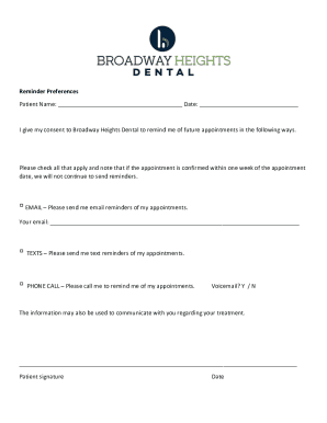 Fillable Online 12 Best Dental Appointment Reminder Templates To ...