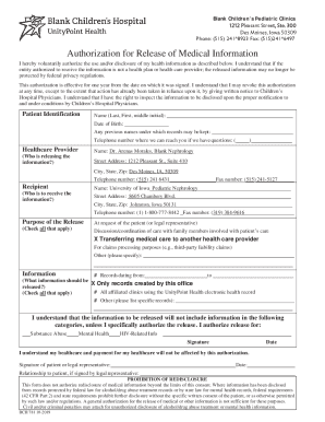 Fillable Online Pediatrics - Blank Children's Hospital - UnityPoint ...