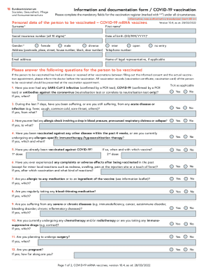 Fillable Online Information and documentation form /COVID-19 ...