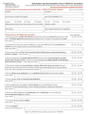 Fillable Online Information and documentation form/COVID-19 vaccination. Aufklrungs- und ...