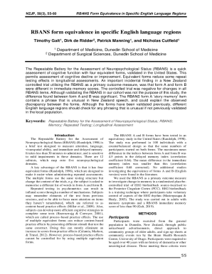 Fillable Online RBANS form equivalence in specific English language ...