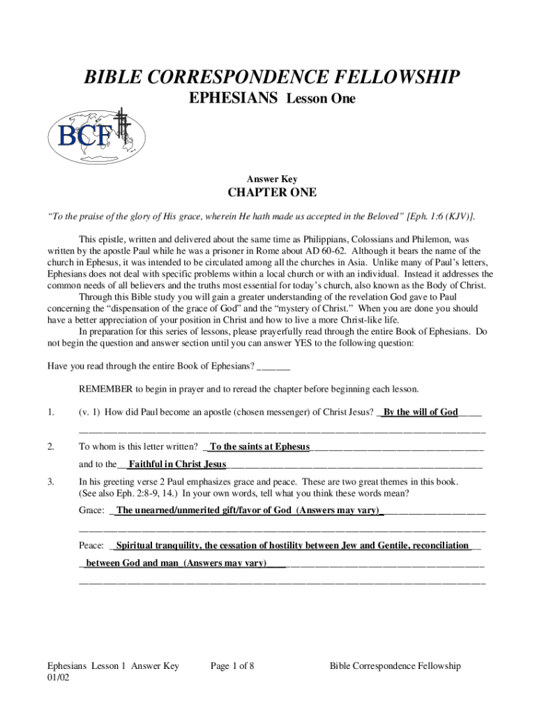 Fillable Online Ephesians 1:6 NKJV - to the praise of the glory ...