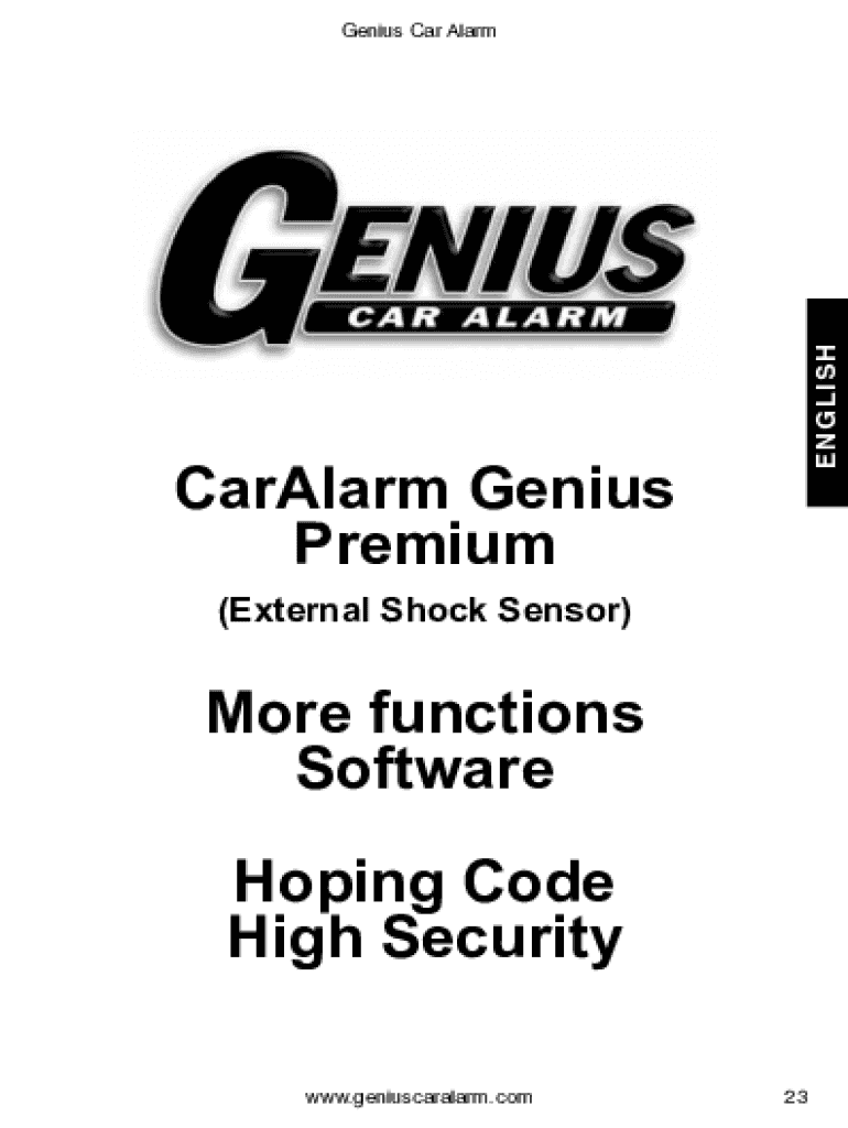 Fillable Online G24 Genius Car Alarm Series 2B 4 Button - External ...