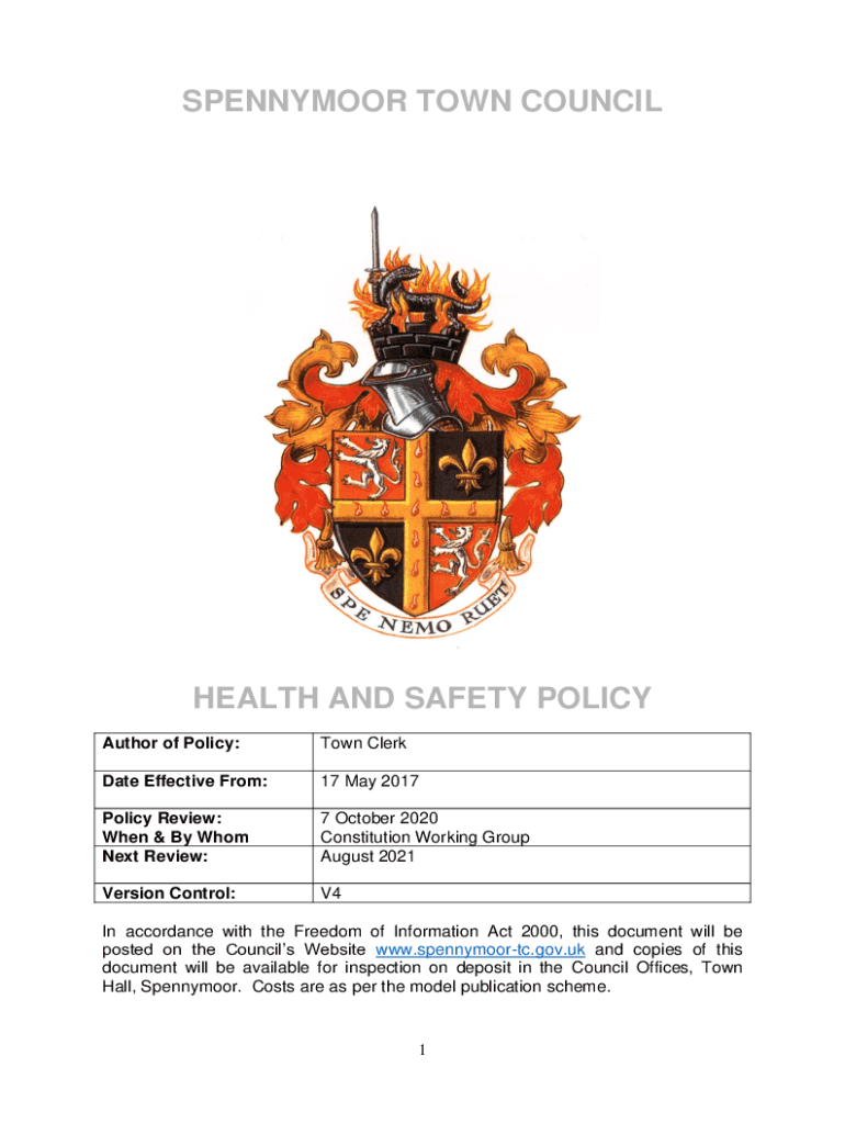 Fillable Online How to write a health and safety policy - Toolbox ...