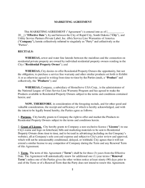 Fillable Online 1 MARKETING AGREEMENT This MARKETING AGREEMENT ... Fax ...
