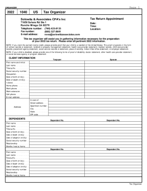 Fillable Online 2022 - 1040 US Tax Organizer Fax Email Print - pdfFiller