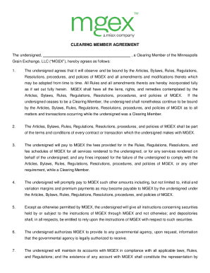 Fillable Online CLEARING MEMBER AGREEMENT Fax Email Print - pdfFiller