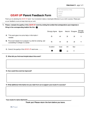 Fillable Online GEAR UP Parent Feedback Form Fax Email Print - pdfFiller