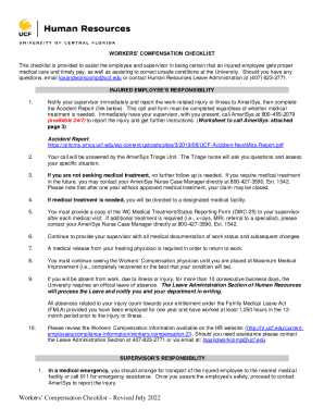 Fillable Online hr ucf Workers Compensation Claim Checklist - Gannon ...