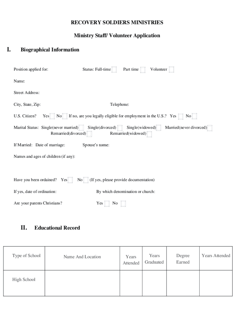 Fillable Online Employee information form - Recovery Soldiers ...