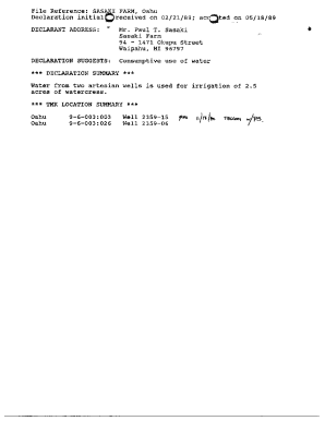Fillable Online FARM, Oahu Declaration initial.Jreceived on 02/21/89 ...