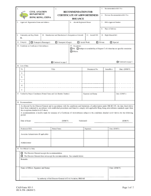 Fillable Online FAA-Hong Kong Civil Aviation Department Working ... Fax ...