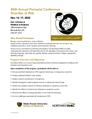 Fillable Online Registration Now Open for 40th Annual Perinatal ...