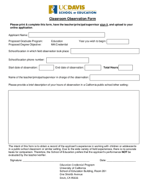 Fillable Online education ucdavis Classroom Observation Form Template - Jotform Fax Email Print ...