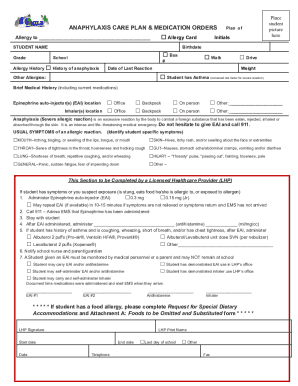 Fillable Online ASCIA Action Plans and First Aid Plans for Anaphylaxis ...