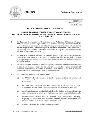 Fillable Online Note by the Technical Secretariat: Online Training ...