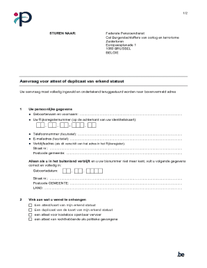 Invulbaar Online Aanvraag voor attest of duplicaat van erkend statuut ...