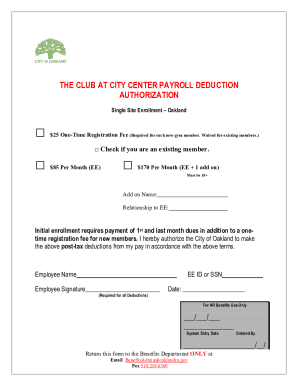 Fillable Online payroll deduction authorization form- dugan wellness gym ... Fax Email Print ...