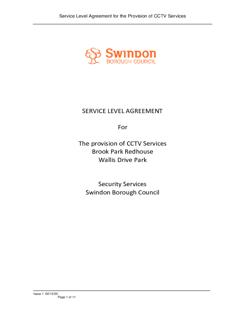 Fillable Online SERVICE LEVEL AGREEMENT For The provision of CCTV ...