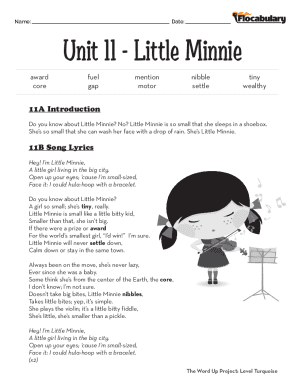 Fillable Online Little Minnie - Vocabulary Words - Flocabulary Fax ...