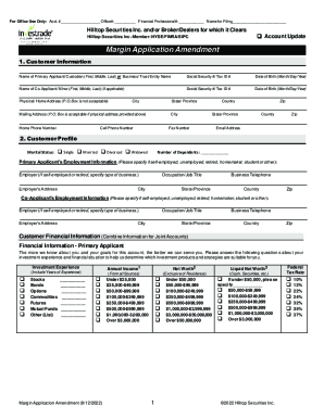 Fillable Online Margin Application AmendmentInvestrade Fax Email Print - pdfFiller