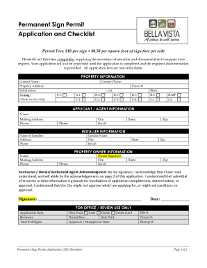 Fillable Online Permanent Sign Permit Application and Checklist ...