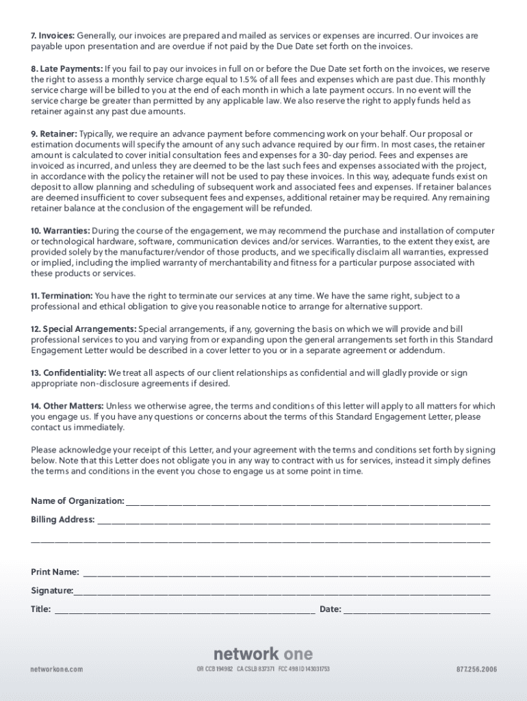 Fillable Online Standard Engagement Letter Siskiyou Technology Consultants dba ... Fax Email ...