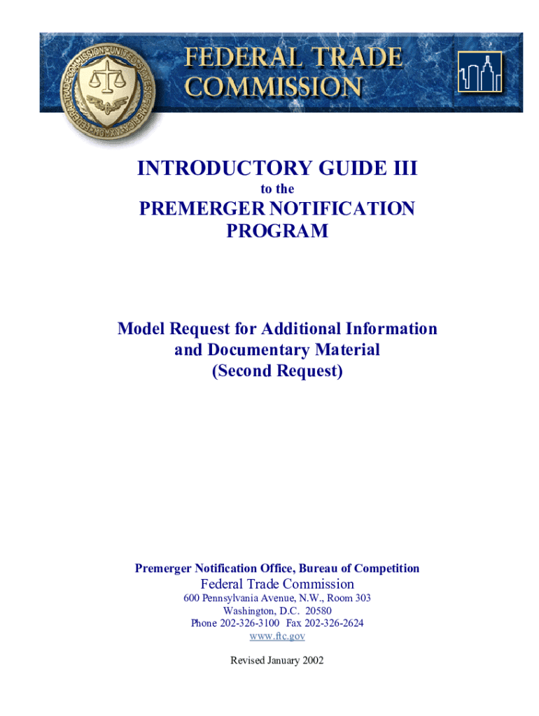 Fillable Online FTC, Premerger Notification Office, Guide III. A MODEL ...