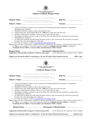 Fillable Online Official Certificate Request Form As per Intermediate/A ...