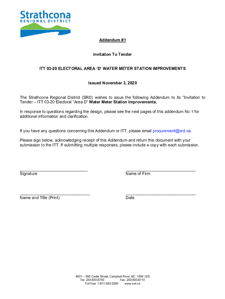 Fillable Online Addendum #1 Invitation To Tender ITT 03-20 ELECTORAL ...