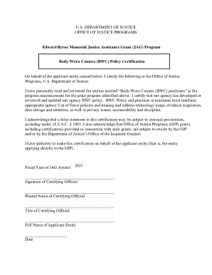 Fillable Online Edward Byrne Memorial Justice Assistance Grant (JAG) Program - Body-Worn Camera ...