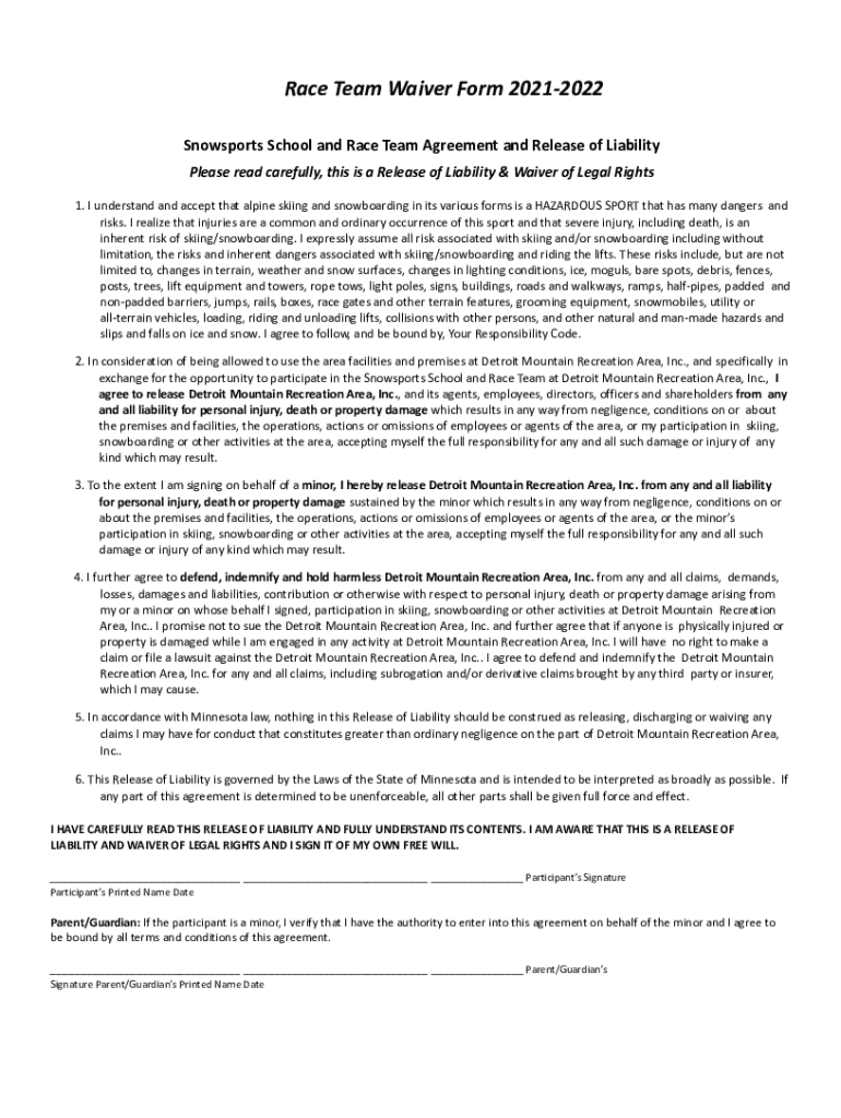 Fillable Online FW Alpine Forms & Publications 2021-2022 - Far West Skiing Fax Email Print ...