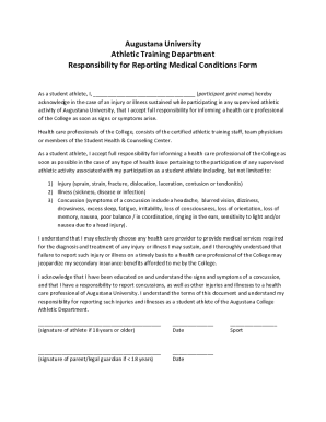 Fillable Online Athletic Training - Medical Consent / Authorization for ...