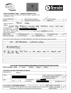 Fillable Online maidstone gov Food and Safety Team - Inspection Report ...