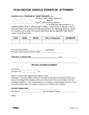 Fillable Online Utah Motor Vehicle (DMV) Power of Attorney Fax Email ...