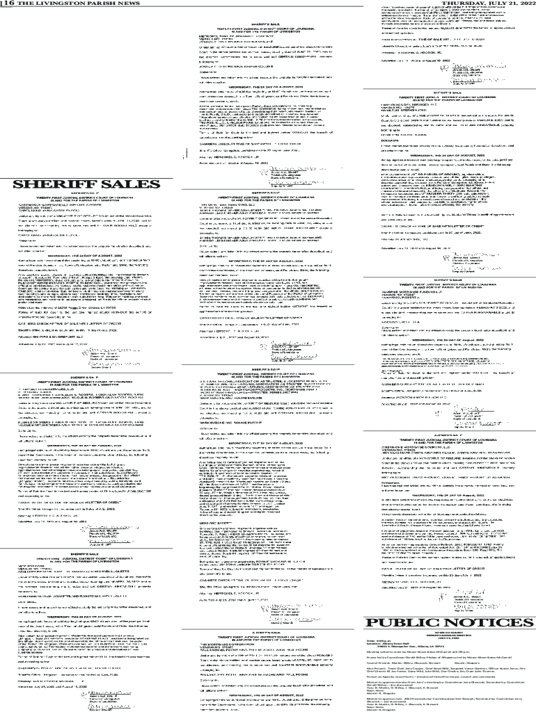 Fillable Online PUBLIC NOTICES SHERIFF SALES Fax Email Print - pdfFiller
