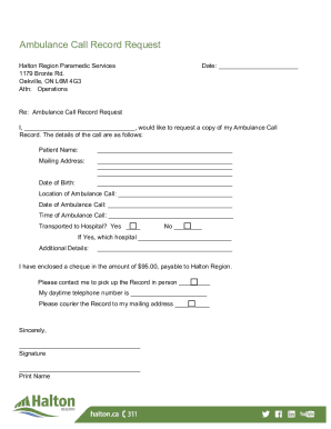 Fillable Online Request Medical Records for Ambulance Services Fax ...