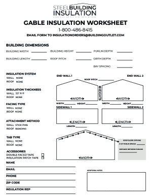 Fillable Online GABLE INSULATION WORKSHEET Fax Email Print - pdfFiller