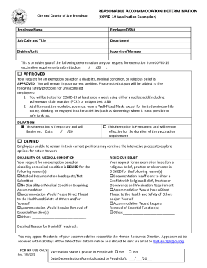 Fillable Online Employee Request for Religious Accommodation - SFDHR ...