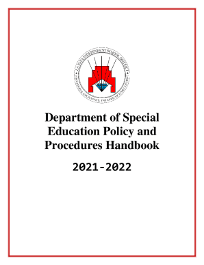 Fillable Online Department of Special Education Policy and Procedures ...