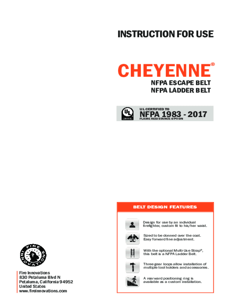 Fillable Online Fire Innovations Cheyenne NFPA Escape/Ladder Belt Fax ...