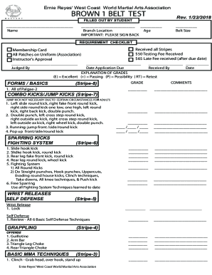 Fillable Online brown belt test - WEST COAST NEWARK Fax Email Print ...