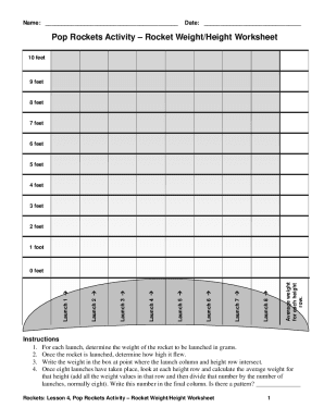 Fillable Online Pop Rockets ActivityRocket Weight/Height Worksheet Fax ...