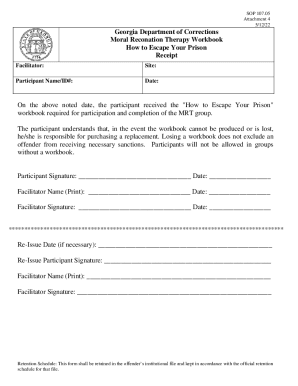 Fillable Online Georgia Department of Corrections Moral Reconation ...